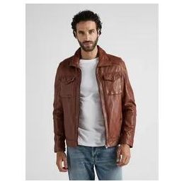 Bikerjacke JCC "3102101BI", Herren, Gr. 56, braun (cognac), Obermaterial: 100% Leder Lamm; Futter: 100% Baumwolle; &Auml;rmelfutter: 100% Polyester, mit Knopf, Jacken
