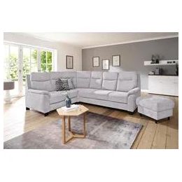 Ecksofa Home Affaire "Boccaccio L-Form", silber, B:265cm H:104cm T:215cm, Struktur weich (90% Polyester / 10% Polyamid);Luxus-Microfaser (100% Polyester);Luxus-Microfaser Vintageoptik(100% Polyester), Sofas, Ecksofa, mit Federkern, incl. Kopfteilverstellung, wahlweise Bettfunktion