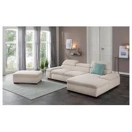 Ecksofa Home Affaire "Alberto L-Form", beige (creme), B:286cm H:73cm T:174cm, 90% Polyester, 10% Polyamid;Luxus-Microfaser ALTARA NUBUCK (100% Polyester);Luxus-Microfaser weich (90% Polyester, 10% Polyamid);Microfaser Antiklederoptik, Sofas, Ecksofa, mit Kopfteilverstellung, wahlweise mit Bettfunktion