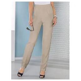 Dehnbund-Hose Classic Basics, Damen, Gr. 24, Kurzgr&ouml;&szlig;en, beige, 100% Polyester, unifarben, lang, Hosen