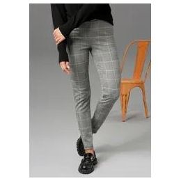 Leggings Aniston CASUAL, Damen, Gr. 42, N-Gr, grau (schwarz, wei&szlig;, gelb), Jersey, Obermaterial: 65% Polyester, 30% Viskose, 5% Elasthan, kariert, sehr figurbetont kn&ouml;chellang, Hosen Leggings, im Karo-Dessin, Topseller