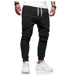 Sweathose behype "JOGGERY", Herren, Gr. L, EURO-Gr&ouml;&szlig;en, schwarz, 65% Baumwolle, 35% Polyester, Hosen Sweathose, im modernen Slim Fit-Schnitt