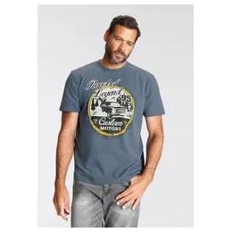 MAN'S WORLD T-Shirt MAN'S WORLD, Herren, Gr. XXL (60/62), blau (dunkelblau meliert), Single Jersey, Obermaterial: 60% Baumwolle, 40% Polyester, bedruckt, meliert, normal, Rundhals, Shirts T-Shirt, Kurzarm, meliert, Rundhalsausschnitt, aus Single Jersey