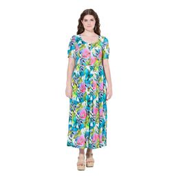 Ulla Popken Kleid Damen Gr&ouml;&szlig;e 62/64 royalblau / himmelblau / grasgr&uuml;n / rosa Winterkleid