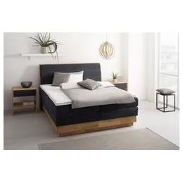 Boxspringbett OTTO HOME "JENNA in verschiedenen Farben und Breiten erh&auml;ltlich", schwarz (carbone), B:184cm L:216cm, Komplettbetten, Boxspringbett, LED-Beleuchtung, mit zertifizierten, recycelten Bezugsstoffen