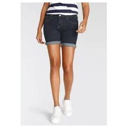 Jeansshorts Arizona "Ultra-Stretch", Damen, Gr. 38, N-Gr, blau (rinsed), Jeans, Obermaterial: 74% Baumwolle, 24% Polyester, 2% Elasthan, Basic, extraeng kurz, Jeans Jeansshorts, extra eng geschnitten, krempelbare Beinabschl&uuml;sse