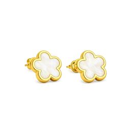 Pure Schmuck Earrings 'Clover Perlmutt' female Gold size 11 cm x 8 cm x 2cm