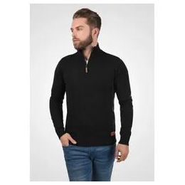Troyer Blend "BHRobin", Herren, Gr. XL, schwarz, Feinstrick, 50% Baumwolle, 50% Polyacryl, unifarben, regular fit, ohne Ausschnitt, eingesetzt, Pullover Troyer, Strickpullover mit hochabschlie&szlig;endem Kragen