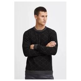Rundhalspullover Blend "BHNison", Herren, Gr. L, schwarz, Feinstrick, 100% Baumwolle, kariert, regular fit normal, Rundhals, eng, Pullover Rundhalspullover, Feinstrick Pullover mit Rundhalsausschnitt