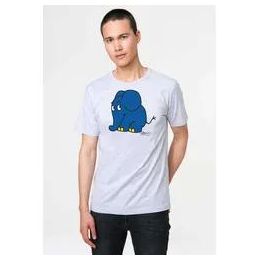 T-Shirt logoshirt "Sendung mit der Maus - Elefant", Herren, Gr. L, grau (grau, meliert), 95% Baumwolle, 5% Viskose, unifarben, normal, Rundhals, Shirts T-Shirt, mit coolem Print