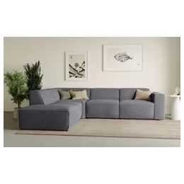 Ecksofa Home Affaire "Noord mit Kedernaht, Breite 282 cm, L-Form", grau (anthrazit), B:282cm H:71cm T:222cm, 100% Polyester, Sofas, Ecksofa, Webstoff, mit Wellenunterfederung, Massivholzrahmen