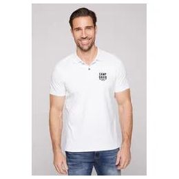 Poloshirt CAMP DAVID, Herren, Gr. XL, wei&szlig; (opticwei&szlig;), Web, Obermaterial: 95% Baumwolle, 5% Elasthan, bestickt, unifarben, bequem h&uuml;ftbedeckend, Rundhals, B&uuml;ndchen, Shirts, mit kleiner Logo-Stickerei auf Brusth&ouml;he