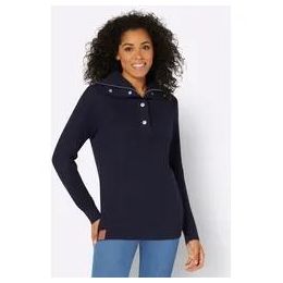 Troyer Casual Looks "Troyer-Pullover", Damen, Gr. 42, blau (marine), 50% Baumwolle, 50% Polyacryl, unifarben, Pullover Troyer