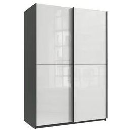 Kleiderschrank wimex "Mugano, B/T/H 135 oder 180/65/198cm, Made in Germany", front hg lack wei&szlig;, korpus grafit, griffe schwarz, B:135cm H:198cm T:65cm, Holzwerkstoff, Schr&auml;nke, Kleiderschrank, 2 Schwebet&uuml;ren mit oder ohne Spiegel, Metallgriffe