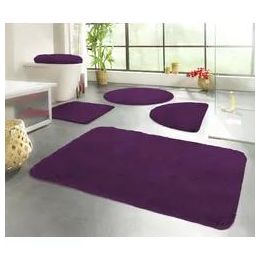 Badematte Kinzler "Chaozhou" Gr. 8, lila (aubergine), H:20mm, Polyester, Badematten, Badematte, Badteppich, Uni Farben, weich, als rechteckig, rund & Set erh&auml;ltlich