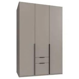Dreht&uuml;renschrank wimex "Mugano", saharagrau, griffe schwarz, B:135cm H:208cm T:58cm, Holzwerkstoff, Schr&auml;nke, Dreht&uuml;renschrank, wahlweise mit oder ohne Spiegel, mit Schubladen