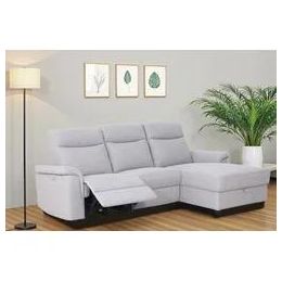Ecksofa Home Affaire "BRIONNE, L-Form, 255cm, manuelle u. elektrische Funktion (USB A/C)", grau (hellgrau), B:255cm H:101cm T:95cm, Webstoff 100% Polyester, Sofas, Ecksofa, Liegefunktion, Stauraum, Federkernpolsterung, Webstoff