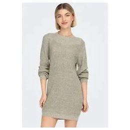 Jacqueline de Yong Minikleid JDY "JDYWHITNEY MEGAN L/S BOAT DRESS KNT NOOS", Damen, Gr. XXS, N-Gr, beige (cement detail:w schwarz ply), Rippstrick, Obermaterial: 88% Polyacryl, 12% Polyester, relaxed fit kurz, U-Boot-Ausschnitt, Kleider Minikleid, Sommerkleid