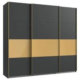 Schwebet&uuml;renschrank wimex "Dubai Kleiderschrank in trendigen goldenen Design", grafit, absetzung gold matt, B:225cm H:208cm T:65cm, Spanplatte, Schr&auml;nke, Schwebet&uuml;renschrank, Breite 225cm, 3 Schwebet&uuml;ren MADE IN GERMANY