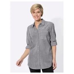 Longbluse Classic Basics, Damen, Gr. 42, grau (steingrau), 82% Polyester, 15% Polyamid, 3% Elasthan, unifarben, Blusen Longbluse