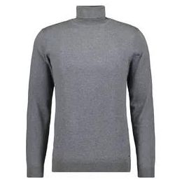 Rundhalspullover Ragman, Herren, Gr. 60, grau (mittelgrau), 95% Baumwolle 5% Cashmere, hoch geschlossener Ausschnitt, Pullover Rundhalspullover