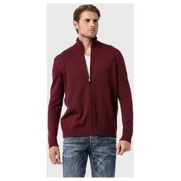 Cipo & Baxx Cardigan CIPO & BAXX "Pullover", Herren, Gr. L, burgundy, 50% Baumwolle, 50% Polyacryl, unifarben, regular fit, Raglan&auml;rmel, Strickjacken, im sportlichen Look