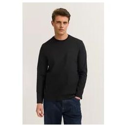 Longsweatshirt Bugatti "Rundhals", Herren, Gr. XL, schwarz (290, schwarz), Jersey, 100% Baumwolle, unifarben, normal, Rundhals, Sweatshirts, im Modern Fit aus Baumwolle