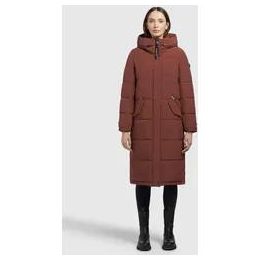 Steppmantel Khujo "DAIRI", Damen, Gr. XXL, rot (rostrot), 90% Polyester, 10% Elasthan, unifarben, regular fit knielang, eingesetzt elastischer Bund mit Windstopper, M&auml;ntel Steppmantel