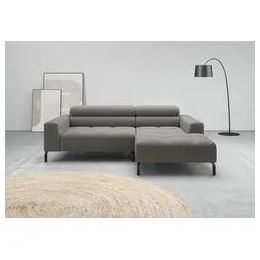 Ecksofa Home Affaire "Ecksofa Claya, L-Form, Kopfteilverstellung, Breite 223 cm", anthrazit, B:223cm H:71cm T:179cm, 100% Polyester, Sofas, Ecksofa