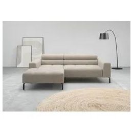 Ecksofa Home Affaire "Ecksofa Claya, L-Form, Kopfteilverstellung, Breite 223 cm", sand, B:223cm H:71cm T:179cm, 95% Polyester, 5% Nylon, Sofas, Ecksofa, Moderne Steppung, weicher Polsteraufbau & saugroboterfreundliche H&ouml;he