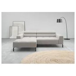 Ecksofa Home Affaire "Ecksofa Claya, L-Form, Kopfteilverstellung, Breite 223 cm", light grau, B:223cm H:71cm T:179cm, 100% Polyester, Sofas, Ecksofa, Moderne Steppung, weicher Polsteraufbau & saugroboterfreundliche H&ouml;he