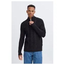 Troyer Blend "BHBasim", Herren, Gr. XXL, schwarz, Grobstrick, 50% Baumwolle, 47% Polyacryl, 3% Nylon, Strukturmuster, Basic, normal normal, ohne Ausschnitt, Pullover Troyer, Klassischer Troyer mit Zopfmuster