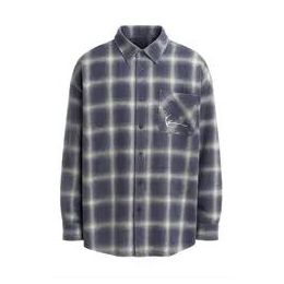Langarmhemd Karl Kani "Karl Kani Karl Kani Small Signature Distressed Check Overshirt", Herren, Gr. L, US-Gr&ouml;&szlig;en, indigo, light sand, 100% Baumwolle, Hemden
