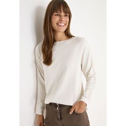 Langarmshirt Cecil, Damen, Gr. S (38), light greige, Jersey, Obermaterial: 48% Baumwolle, 48% Modal, 4% Elasthan, unifarben, l&auml;ssig geschnitten h&uuml;ftbedeckend, Rundhals, Shirts Langarmshirt, mit Gallonstreifen