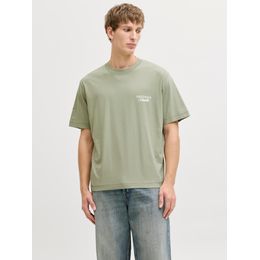 Jack & Jones Kurzarmshirt JACK & JONES "JORNORREBRO TYPO TEE SS CREW NECK NOOS", Herren, Gr. XL, seagrass print:ss 26, Jersey, Obermaterial: 100% Baumwolle, bedruckt, relaxed fit normal, Rundhals, Shirts, Baumwolle, relaxed fit