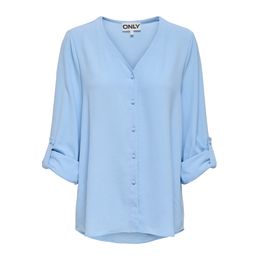 Shirtbluse Only "ONLJANA METTE V-NECK LS SHIRT NOOS WVN", Damen, Gr. XL, chambray blau, Blusen
