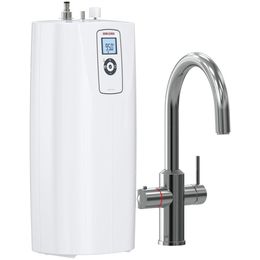 Kochendwasserger&auml;t Stiebel Eltron "HOT 2.6 N Premium + 3in1 c (chrom)", wei&szlig;, B:20cm H:45cm T:15cm, Durchlauferhitzer, Set mit Hei&szlig;wasserger&auml;t und speziellem Wasserhahn f&uuml;r die K&uuml;che