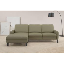Ecksofa Home Affaire, B:244cm H:86cm T:164cmoliv, 100% Leder, Wohnzimmer, Sofas, inkl. saugroboterfreundliche H&ouml;he & schmale Armlehnen