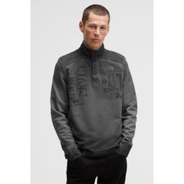 Sweater CAMP DAVID, Herren, Gr. XL, schwarz, Sweatware, Material: 100% Baumwolle, bestickt, regular fit normal, hoch geschlossener Ausschnitt, eingesetzt Rippb&uuml;ndchen, Sweatshirts Sweater, aus Baumwolle
