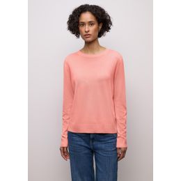 Rundhalspullover Street One, Damen, Gr. 34, light apricot, Stoff, 86% Viskose, 14% Polyester, unifarben, normal normal, Rundhals, Rippb&uuml;ndchen, Pullover Rundhalspullover, mit Rundhalsausschnitt