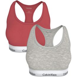 Damen Bralette "BRALETTE 2PK", Calvin Klein Underwear, Gr. XXXLpunch pink, grau heather, Jersey, Obermaterial: 53% Baumwolle, 35% Modal, 12%