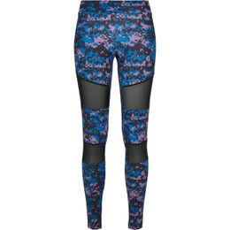 Leggings Urban Classics "Urban Classics Damen Ladies Camo Tech Mesh Leggings", Damen, Gr. S, US-Gr&ouml;&szlig;en, digitl duskviolet camo, 77% Polyester, 23% Elasthan, skinny fit, Hosen Leggings