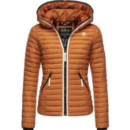 Steppjacke Navahoo "Kimuk Prc", Damen, Gr. XS (34), braun (zimt), Oberstoff: 100% Nylon; Futter: 100% Polyester; Wattierung: 100% Polyester; &Auml;rmelfutter: 100% Polyester, figurbetont h&uuml;ftlang, &Auml;rmel ohne &Auml;rmelschlitz Rippstrickb&uuml;ndchen kontrastfarben, Jacken Steppjacke, leichte &Uuml;bergangsjacke mit Kapuze