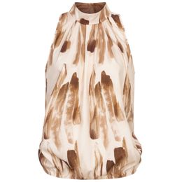 CLOUD 5IVE Damen Klassische Bluse "CLOUD 5IVE Damen Cloud5ive Damen Choker Top mit Abstrakt Print"beige, Gr. XS, 95% Polyester, 5% Elasthan, Blusen