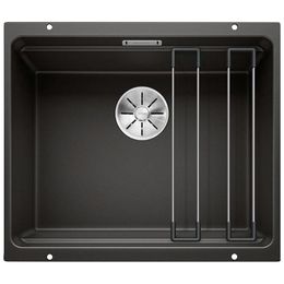 Granitsp&uuml;le Blanco "ETAGON 500-U", schwarz, B:46cm H:21cm T:53cm, Verbundwerkstoff, K&uuml;chensp&uuml;len, inklusive 2 Gratis ETAGON-Schienen aus Edelstahl
