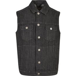 Urban Classics Herren Jerseyweste "Urban Classics Herren Denim Vest"schwarz washed, Gr. S, 100% Baumwolle, Westen