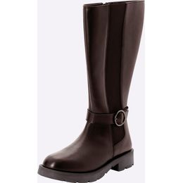 Weitschaftstiefel sheego, Damen, Gr. 38, XL-Schaft, braun, Leder, Schuhe Weitschaftstiefel