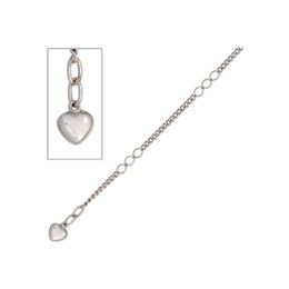 Fu&szlig;kette Jobo "Fu&szlig;kettchen Herz 3,1 mm", silber 925, Fu&szlig;ketten, Damen, Silber 925 (Sterlingsilber), 925 Silber rhodiniert 27 cm