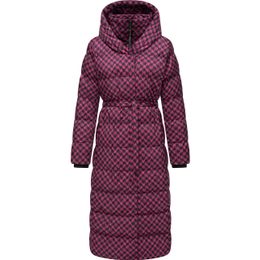 Steppmantel Ragwear "Niara Long Print", Damen, Gr. M (38), pink (fuchsia), Au&szlig;enmaterial: 100% Polyester; Innenfutter: 100% Polyester; Wattierung: 100% Polyester, gerade ca. Mitte Wade, hoch geschlossener Ausschnitt, &Auml;rmel ohne &Auml;rmelschlitz Strickb&uuml;ndchen, M&auml;ntel Steppmantel, wasserdichter Mantel mit angesagtem Hahnentritt Muster