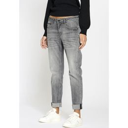 Relax-fit-Jeans Gang "94AMELIE", Damen, Gr. 26, N-Gr, grau (p.o.t.g. wash), Denim/Jeans, Obermaterial: 99% Baumwolle, 1% Elasthan, regular fit lang, Jeans, mit Used-Effekten